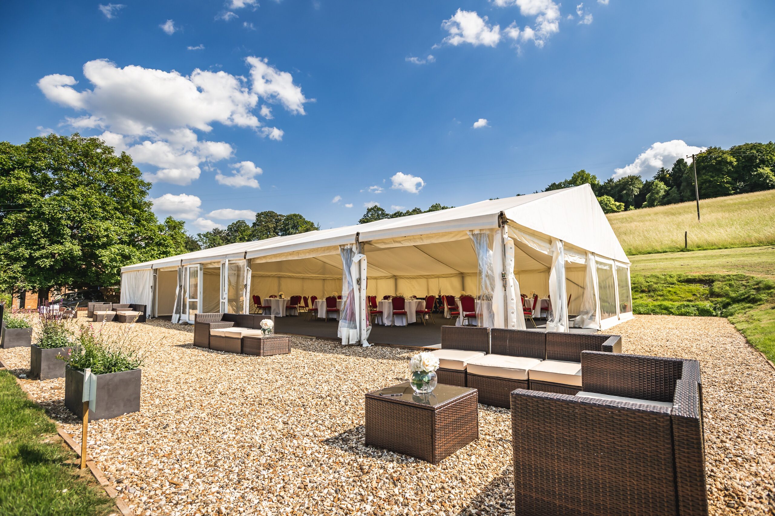 Marquee from seating area | Four Seasons Marquees